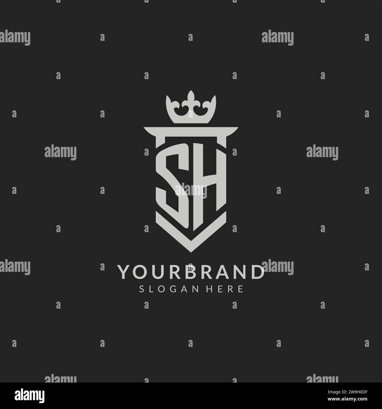 Initial SH shield and crown logo style vector graphic Stock Vector ...