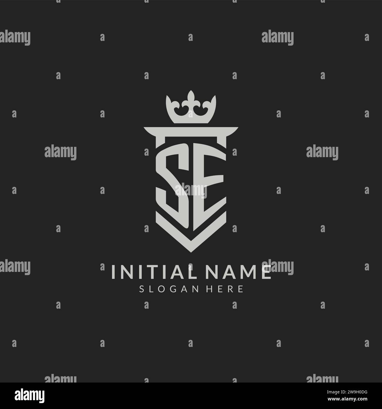 Initial SE shield and crown logo style vector graphic Stock Vector ...