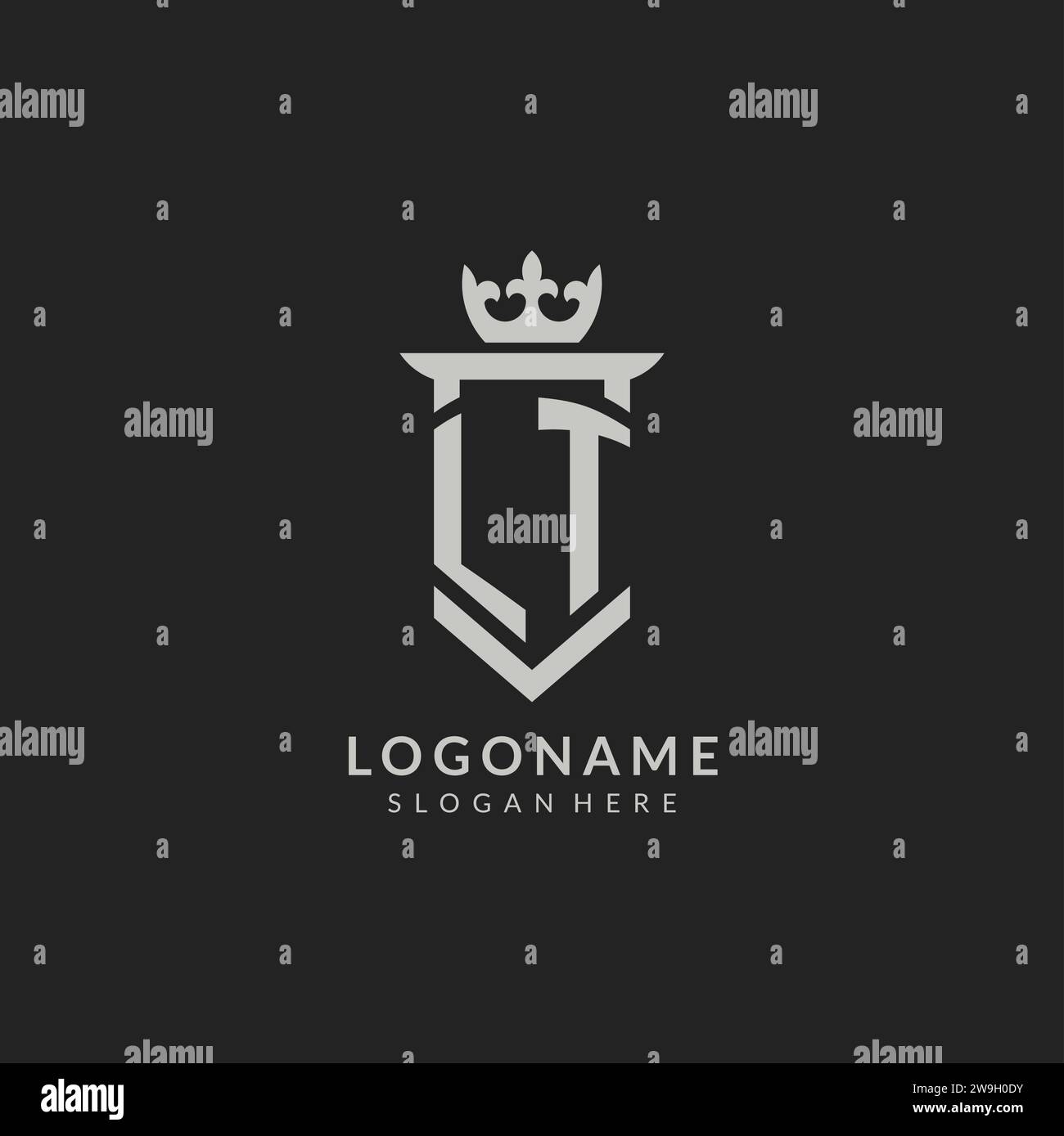 Initial LT shield and crown logo style vector graphic Stock Vector ...