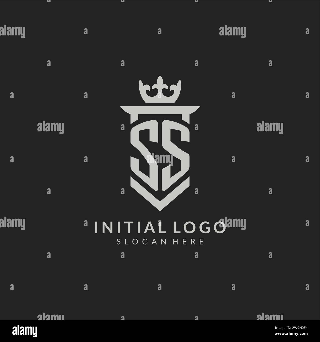 Initial SS shield and crown logo style vector graphic Stock Vector ...