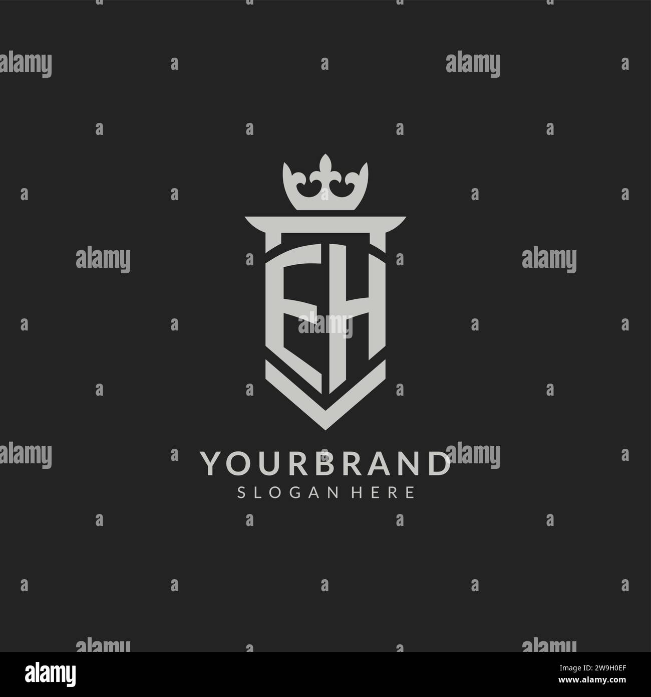 Initial EH shield and crown logo style vector graphic Stock Vector ...