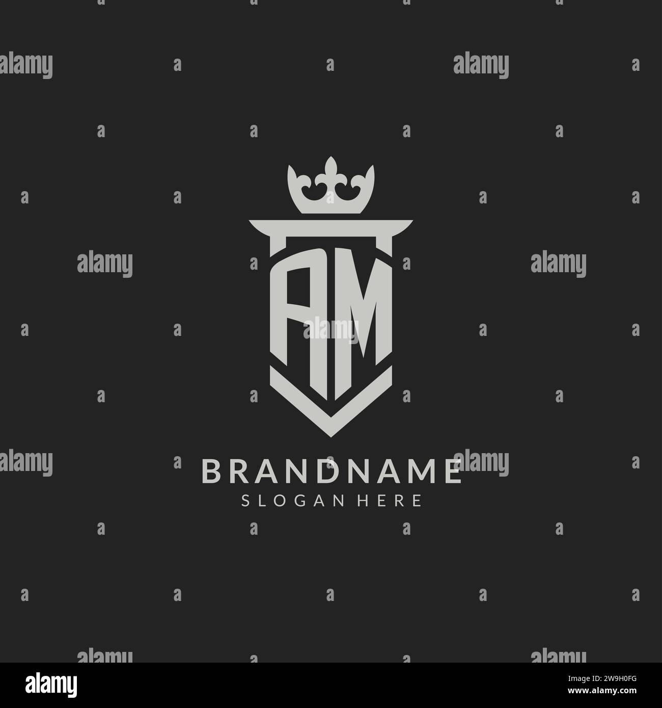 Initial AM shield and crown logo style vector graphic Stock Vector ...