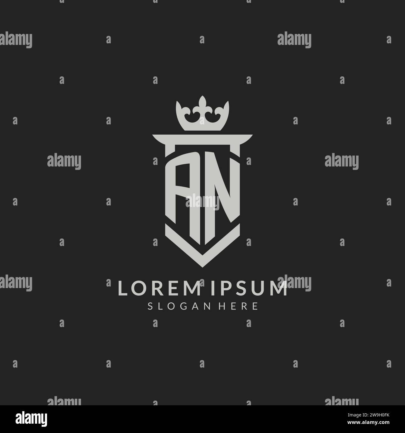 Initial AN shield and crown logo style vector graphic Stock Vector ...