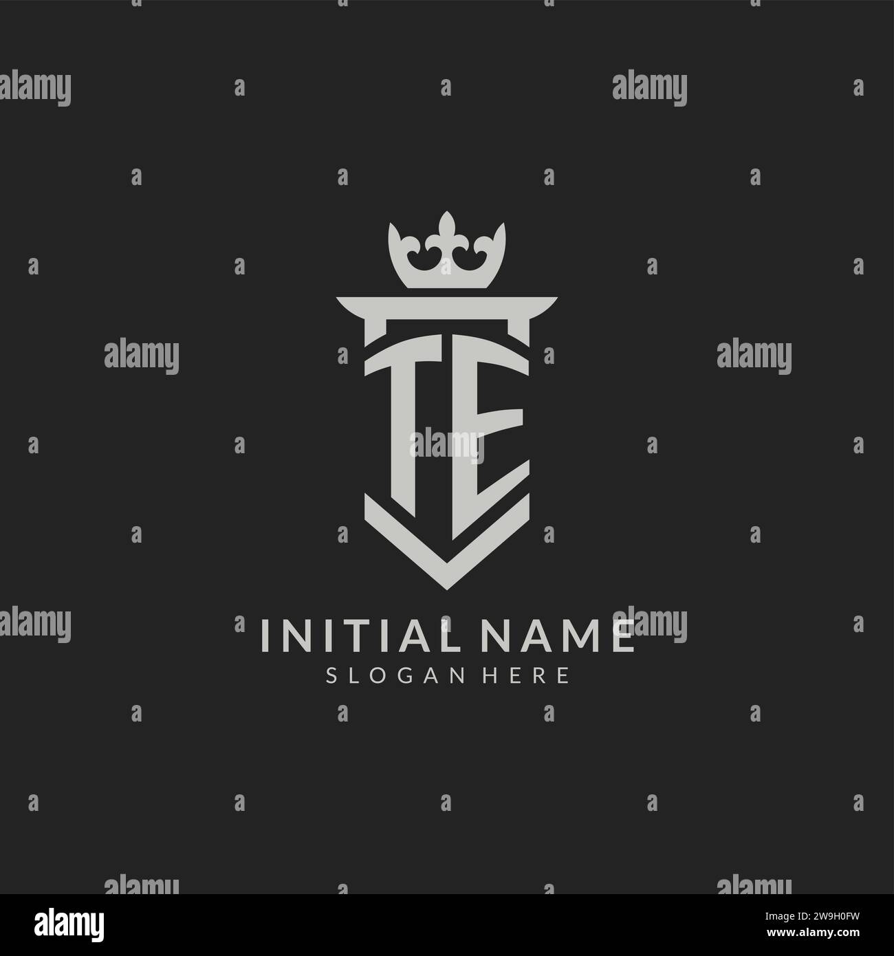 Initial TE shield and crown logo style vector graphic Stock Vector ...
