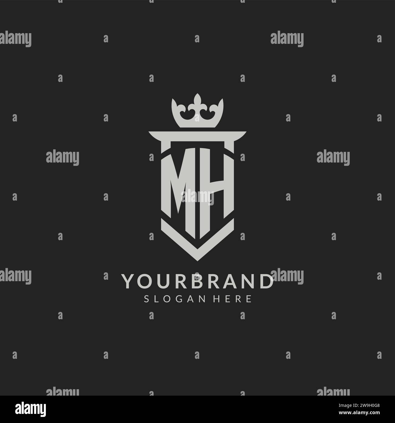 Initial MH shield and crown logo style vector graphic Stock Vector ...
