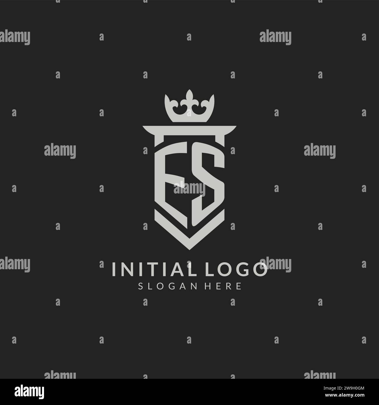 Initial ES shield and crown logo style vector graphic Stock Vector ...