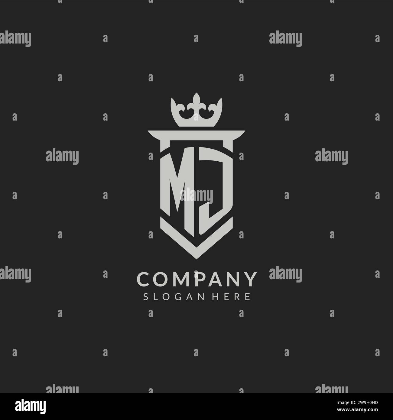 Initial MJ shield and crown logo style vector graphic Stock Vector ...