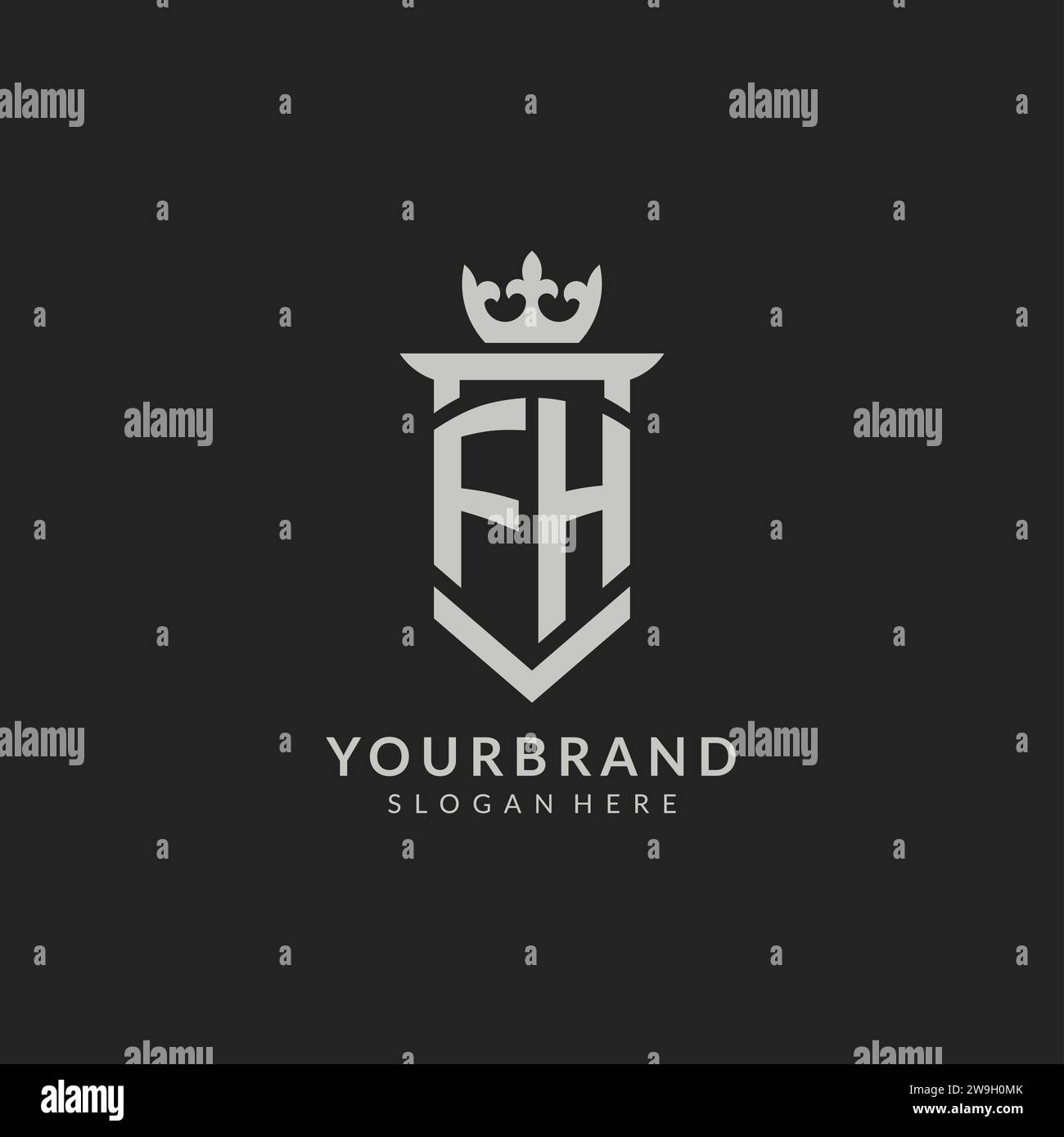 Initial FH shield and crown logo style vector graphic Stock Vector ...