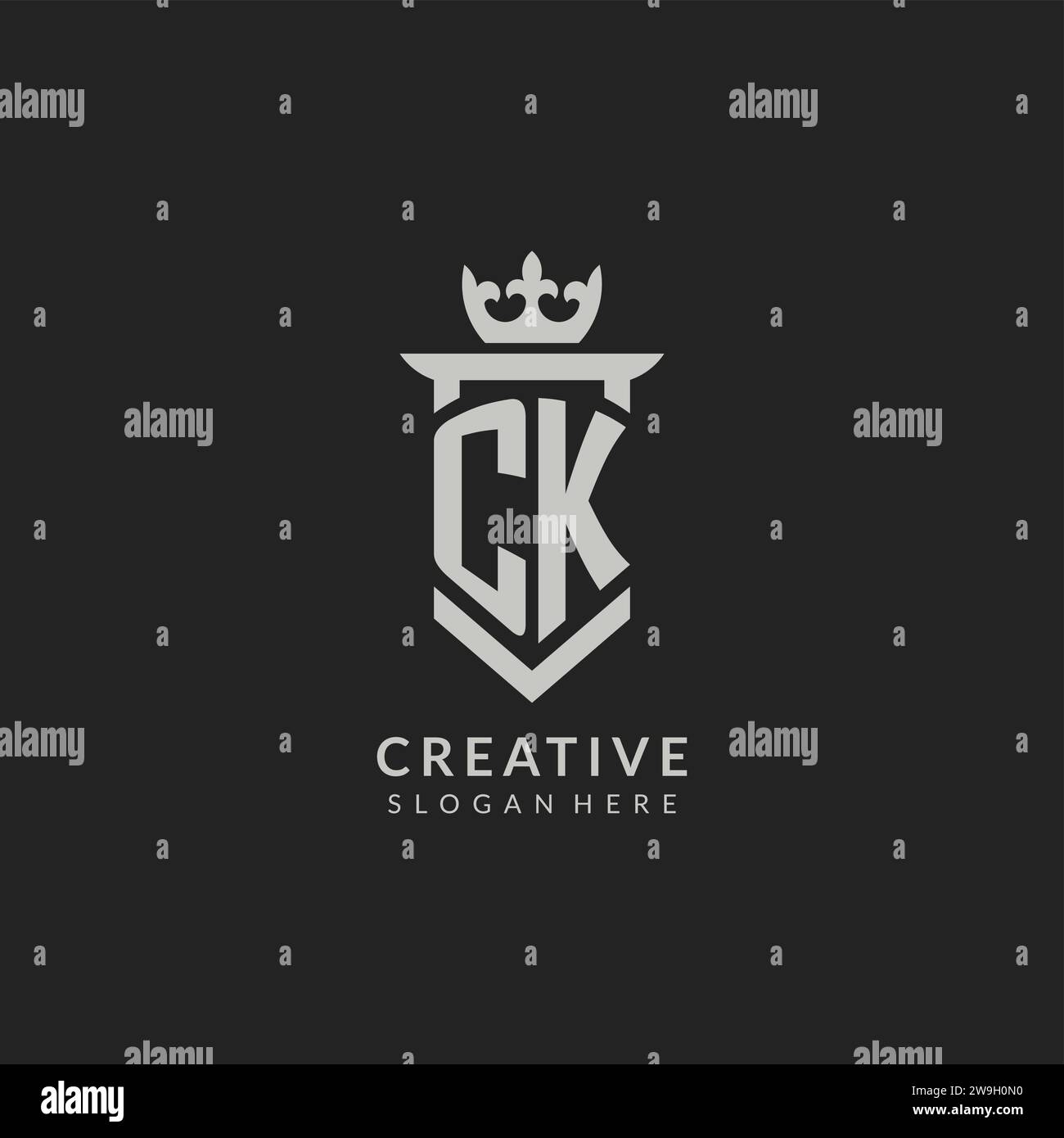 Initial CK shield and crown logo style vector graphic Stock Vector ...