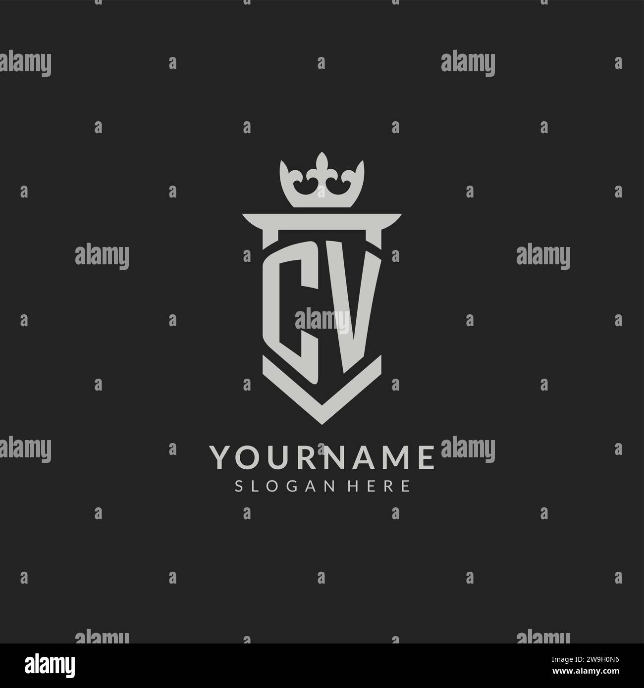 Initial CV shield and crown logo style vector graphic Stock Vector ...