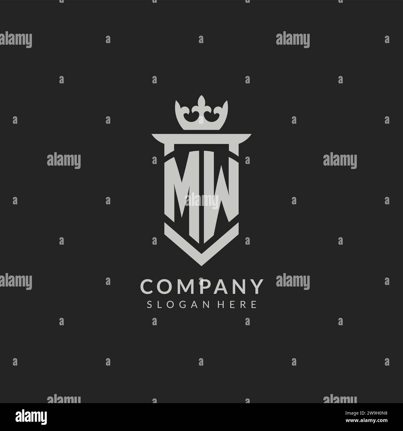 Initial MW shield and crown logo style vector graphic Stock Vector ...