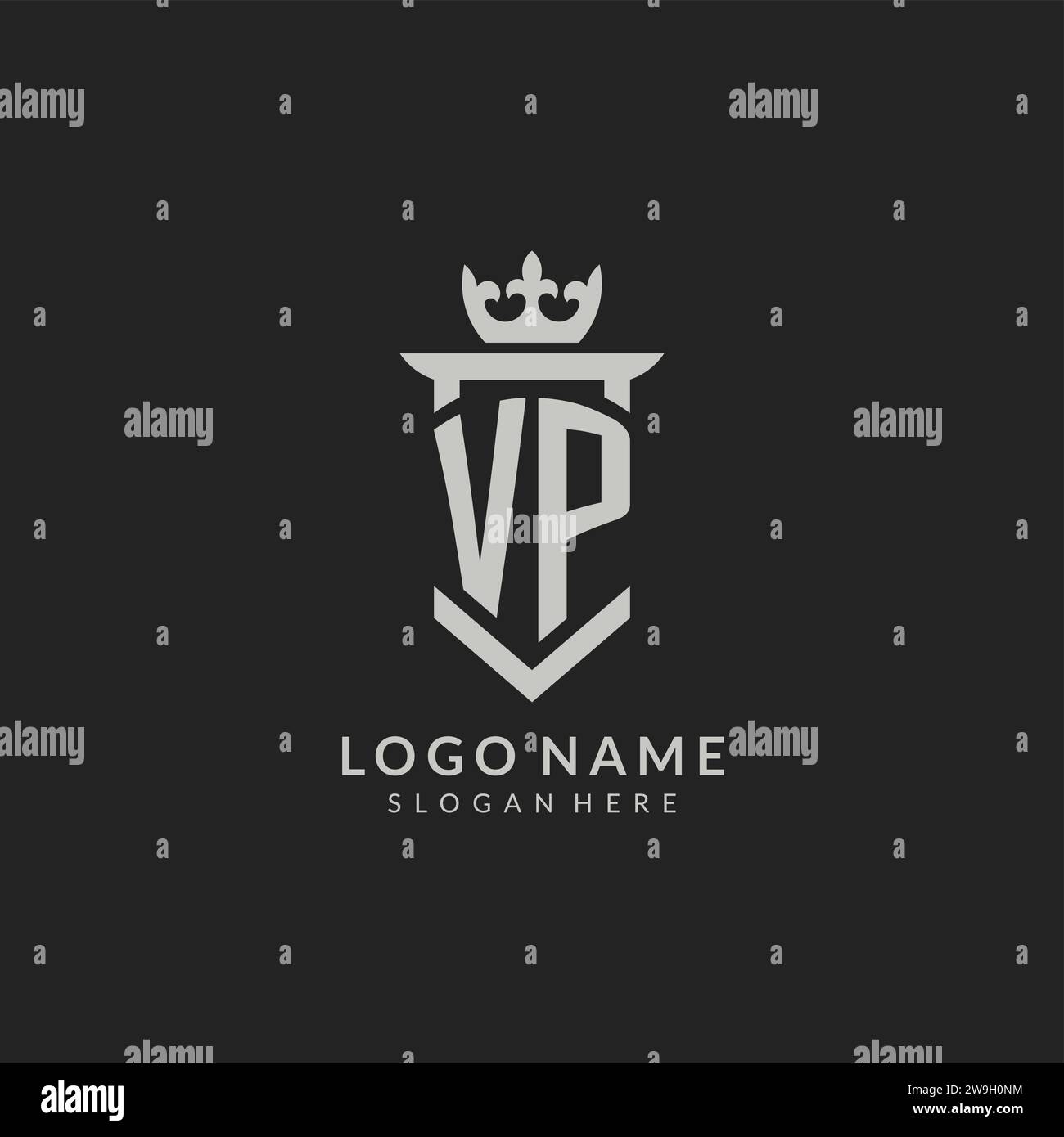 Initial VP shield and crown logo style vector graphic Stock Vector ...