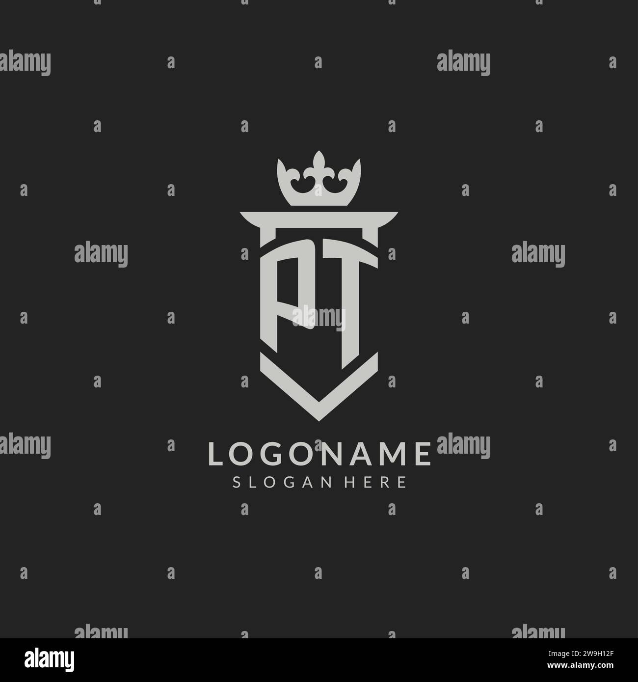 Initial PT shield and crown logo style vector graphic Stock Vector ...