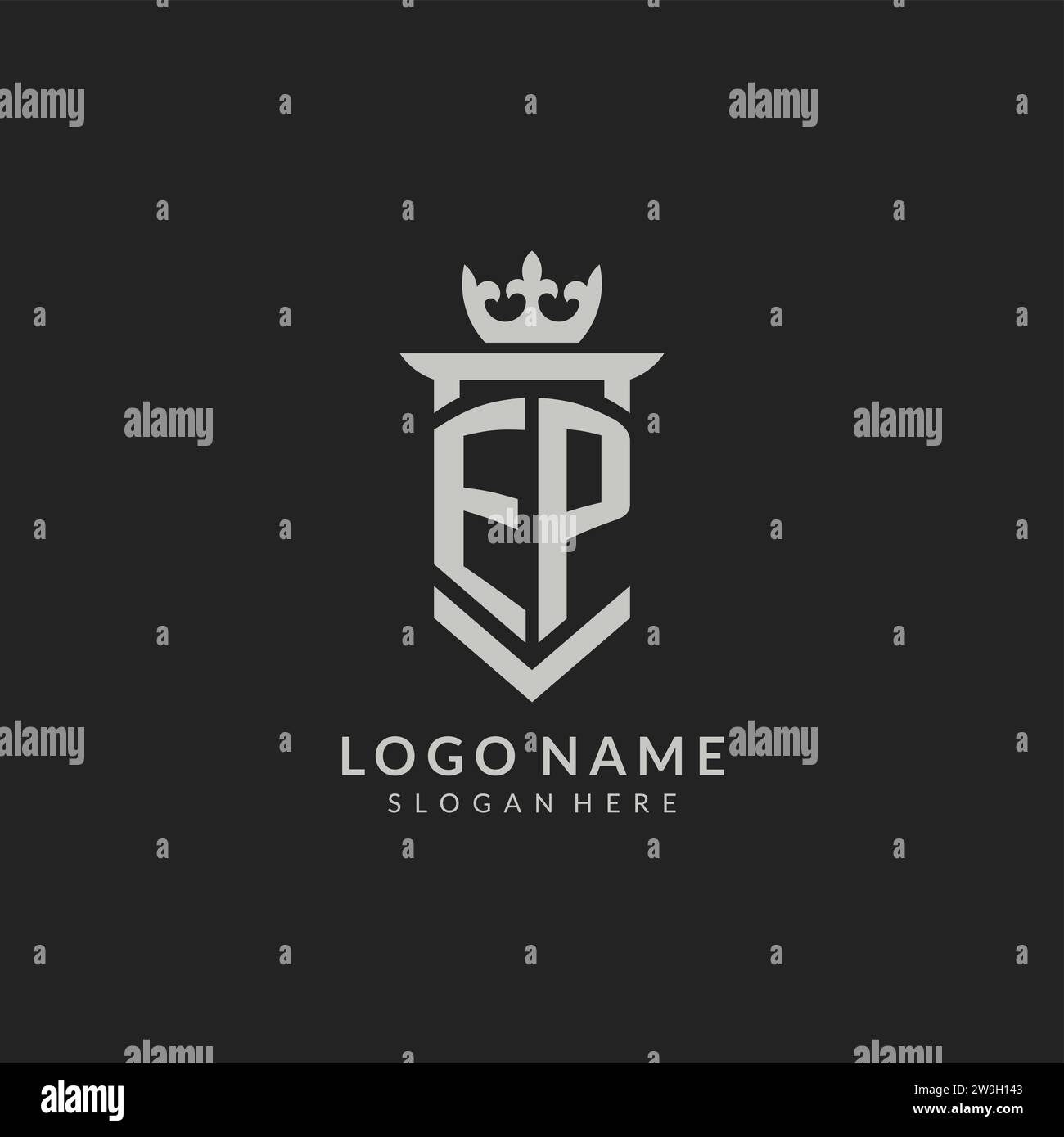 Initial EP shield and crown logo style vector graphic Stock Vector ...
