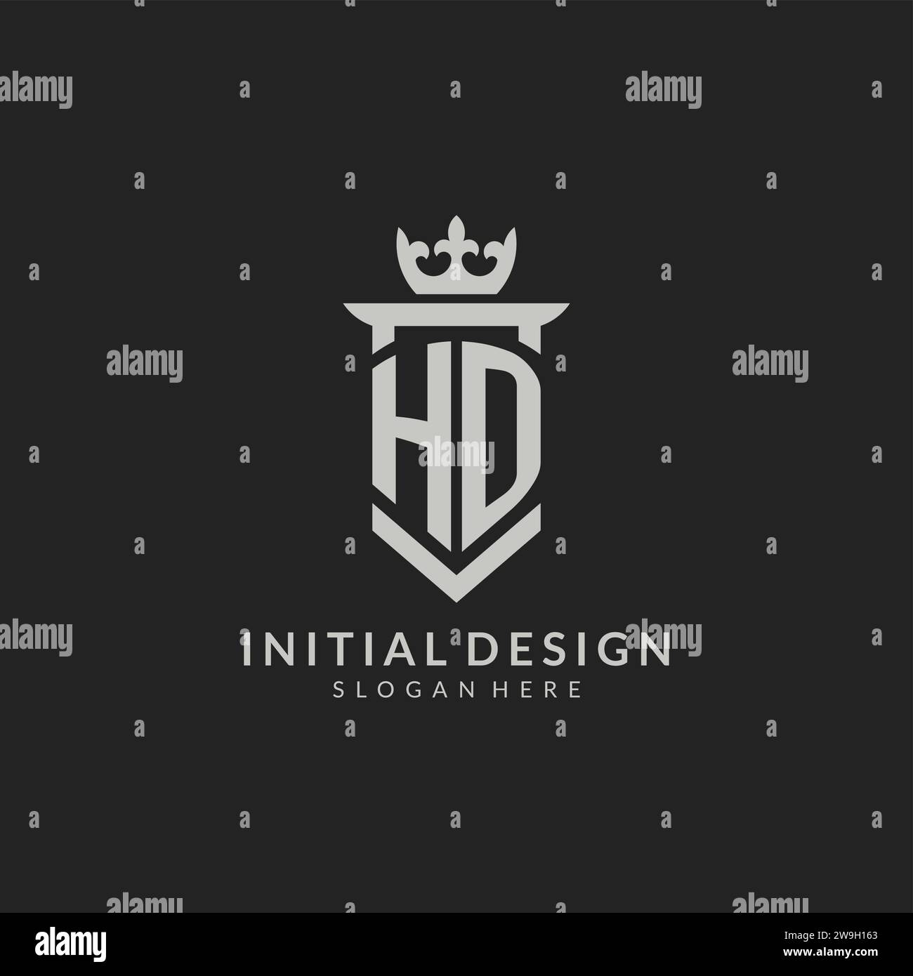 Initial HD shield and crown logo style vector graphic Stock Vector ...