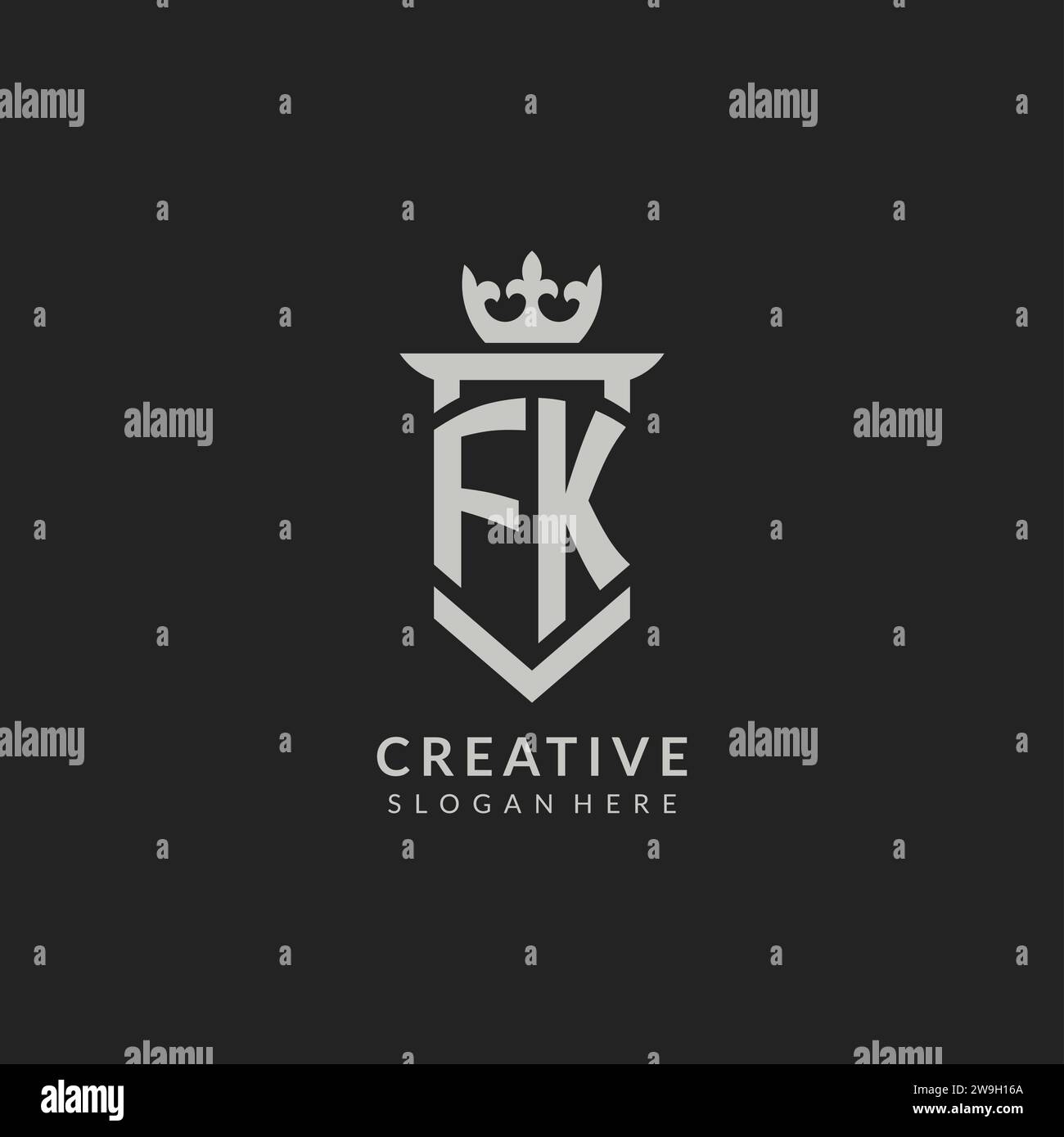 Initial FK shield and crown logo style vector graphic Stock Vector ...