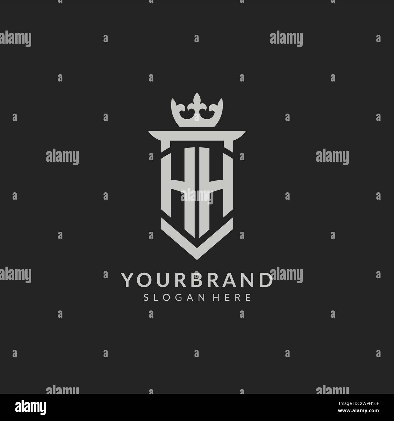 Initial HH shield and crown logo style vector graphic Stock Vector ...
