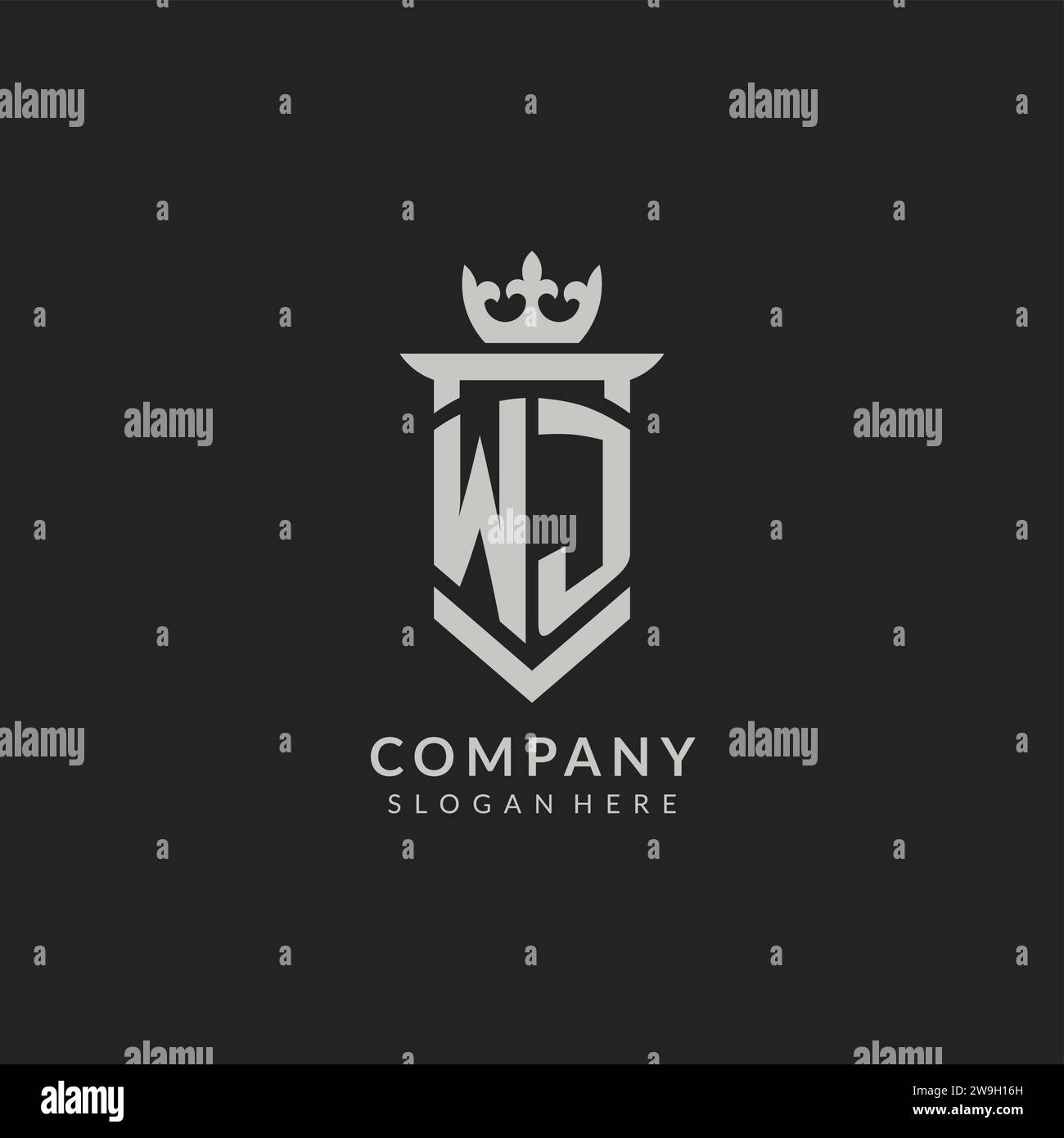 Initial WJ shield and crown logo style vector graphic Stock Vector ...