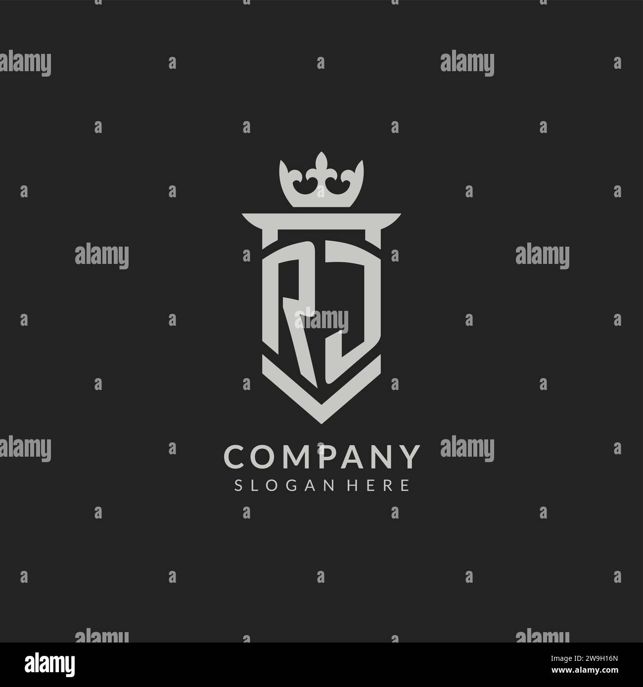 Initial RJ shield and crown logo style vector graphic Stock Vector ...