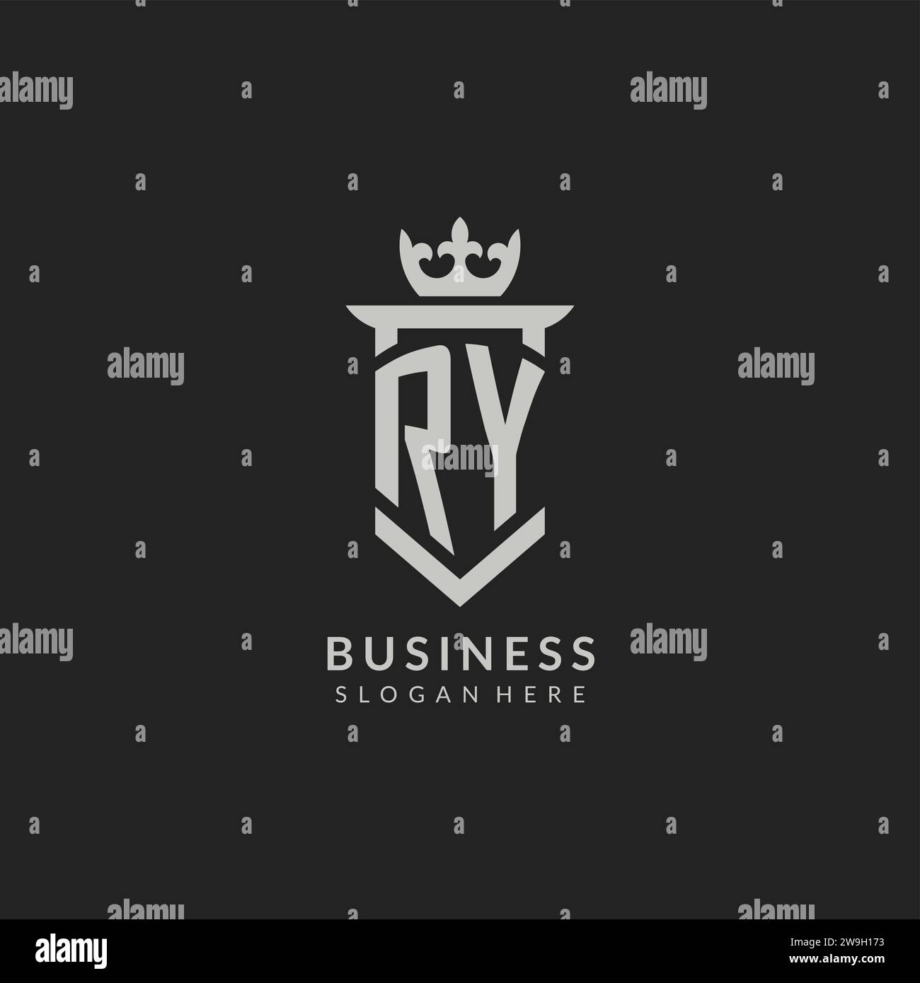 Initial RY shield and crown logo style vector graphic Stock Vector ...