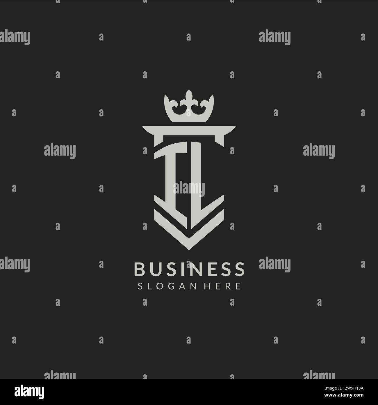 Initial IL shield and crown logo style vector graphic Stock Vector ...