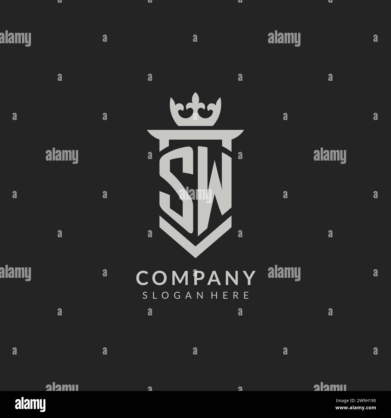 Initial SW shield and crown logo style vector graphic Stock Vector ...