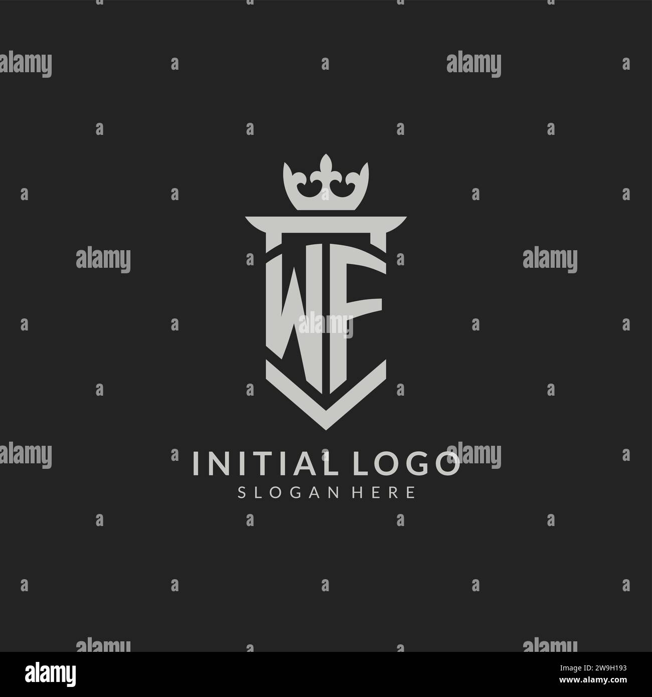 Initial WF shield and crown logo style vector graphic Stock Vector ...