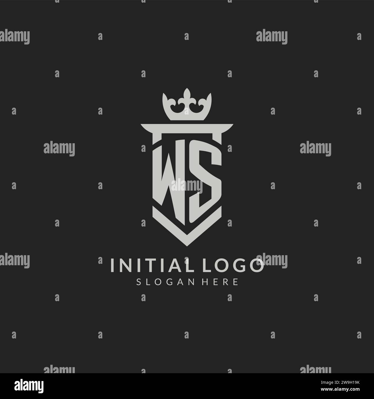 Initial WS shield and crown logo style vector graphic Stock Vector ...