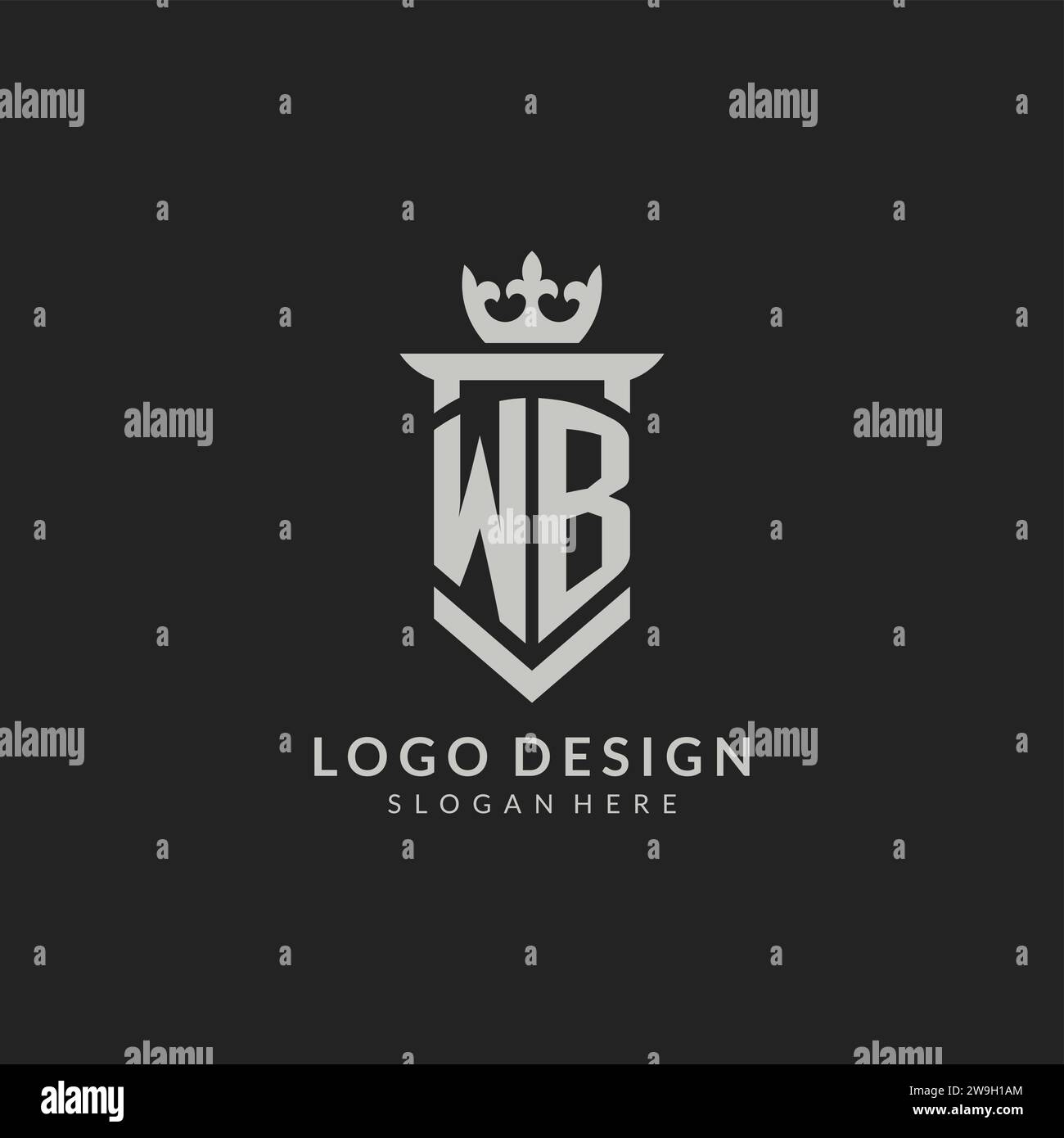 Initial WB shield and crown logo style vector graphic Stock Vector ...