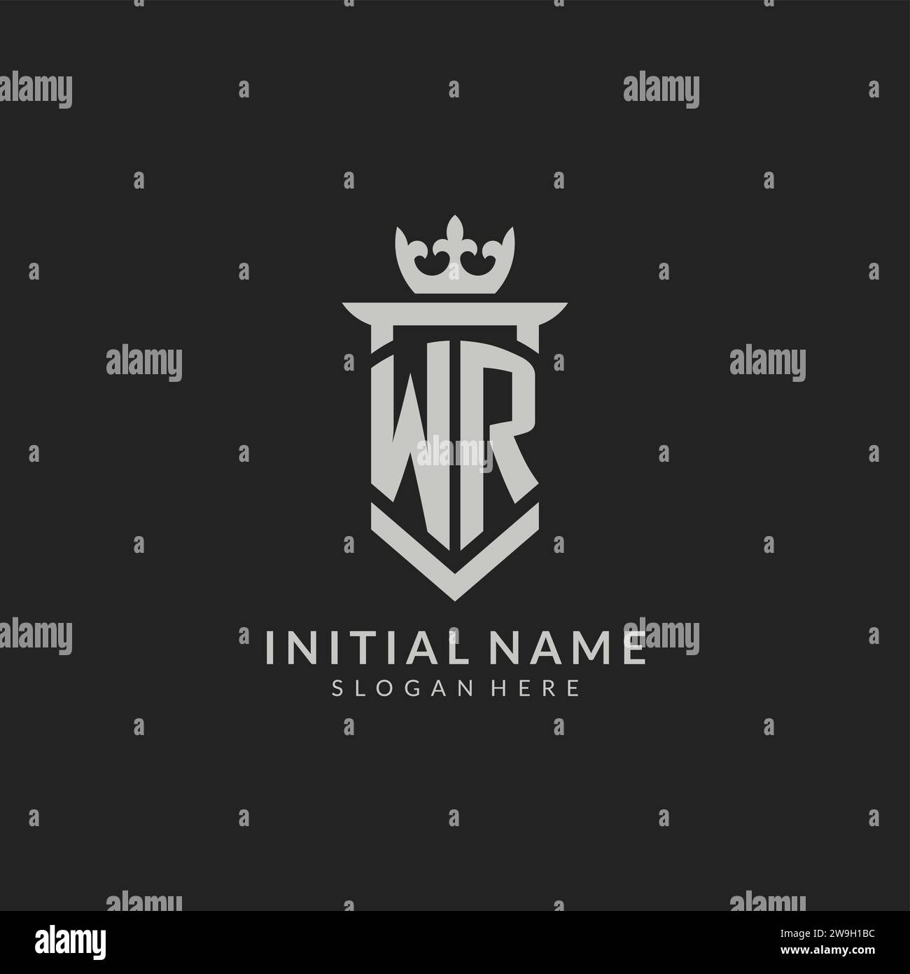 Initial WR shield and crown logo style vector graphic Stock Vector ...