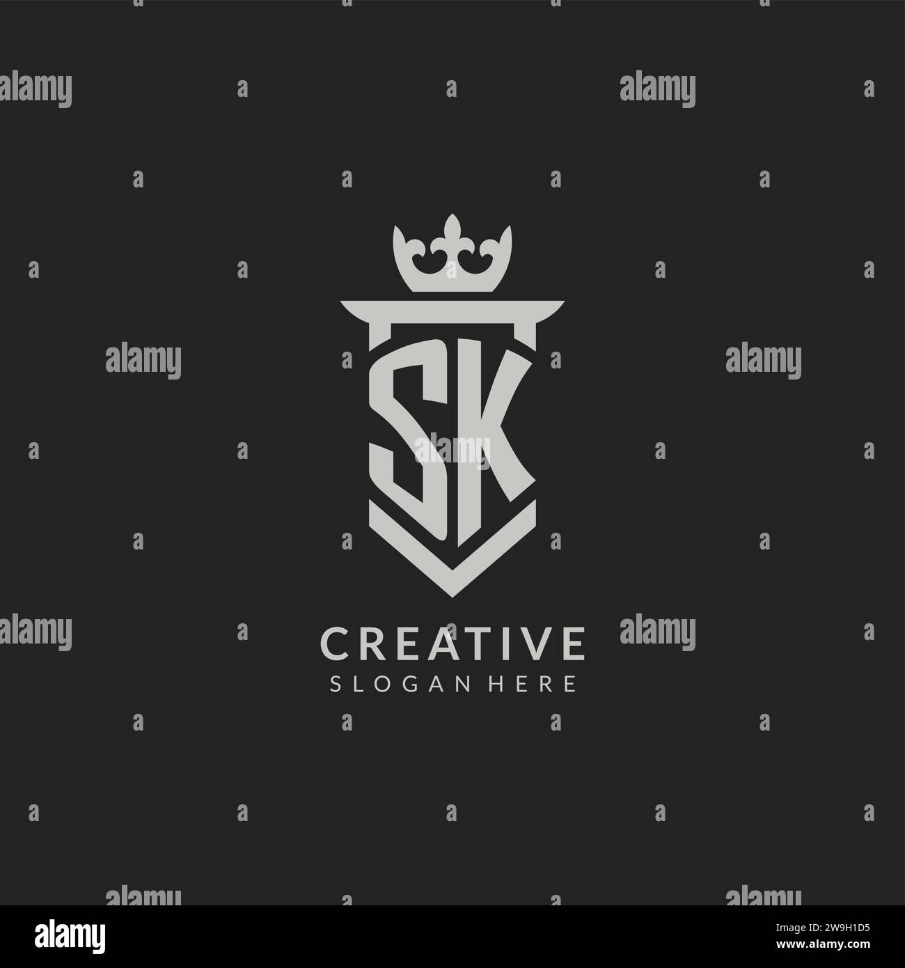 Initial SK shield and crown logo style vector graphic Stock Vector ...