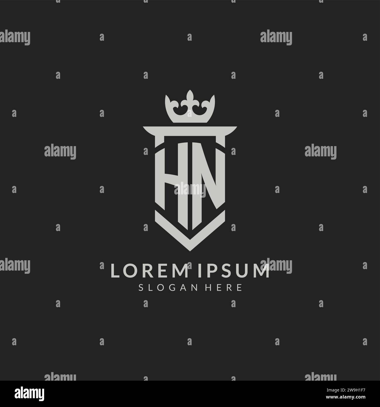 Initial HN shield and crown logo style vector graphic Stock Vector ...