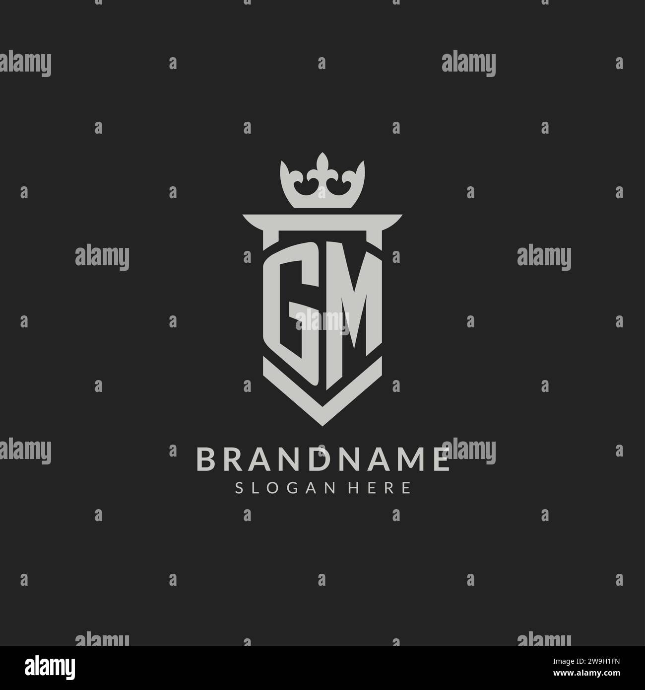 Initial GM shield and crown logo style vector graphic Stock Vector ...