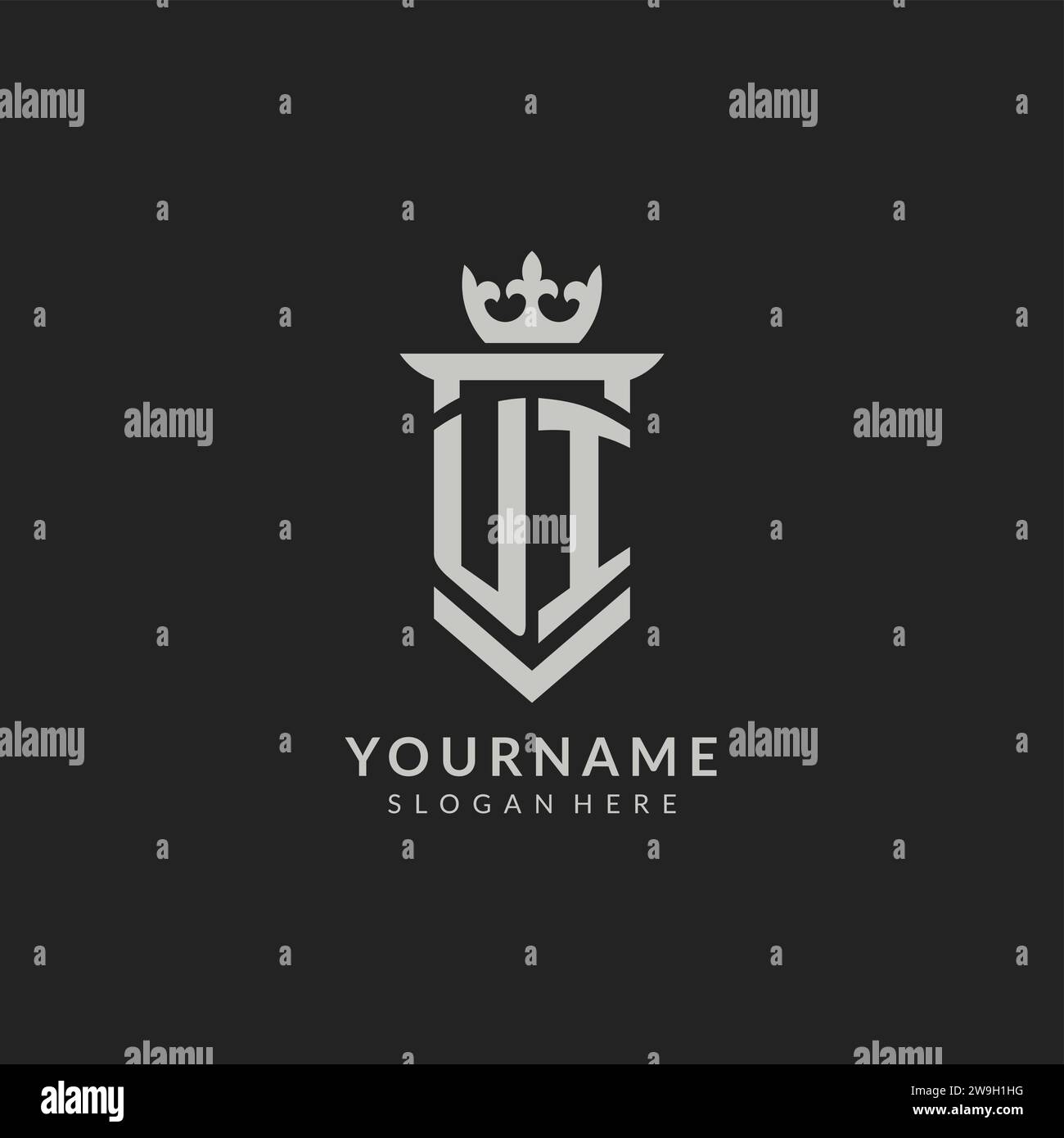 Initial UI shield and crown logo style vector graphic Stock Vector Image & Art - Alamy