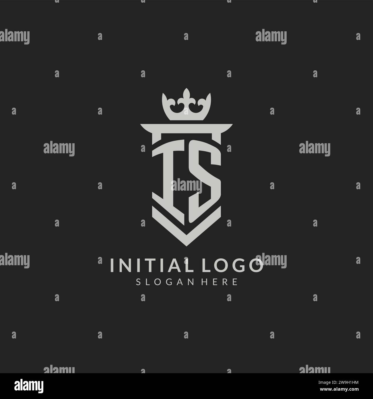 Initial IS shield and crown logo style vector graphic Stock Vector ...