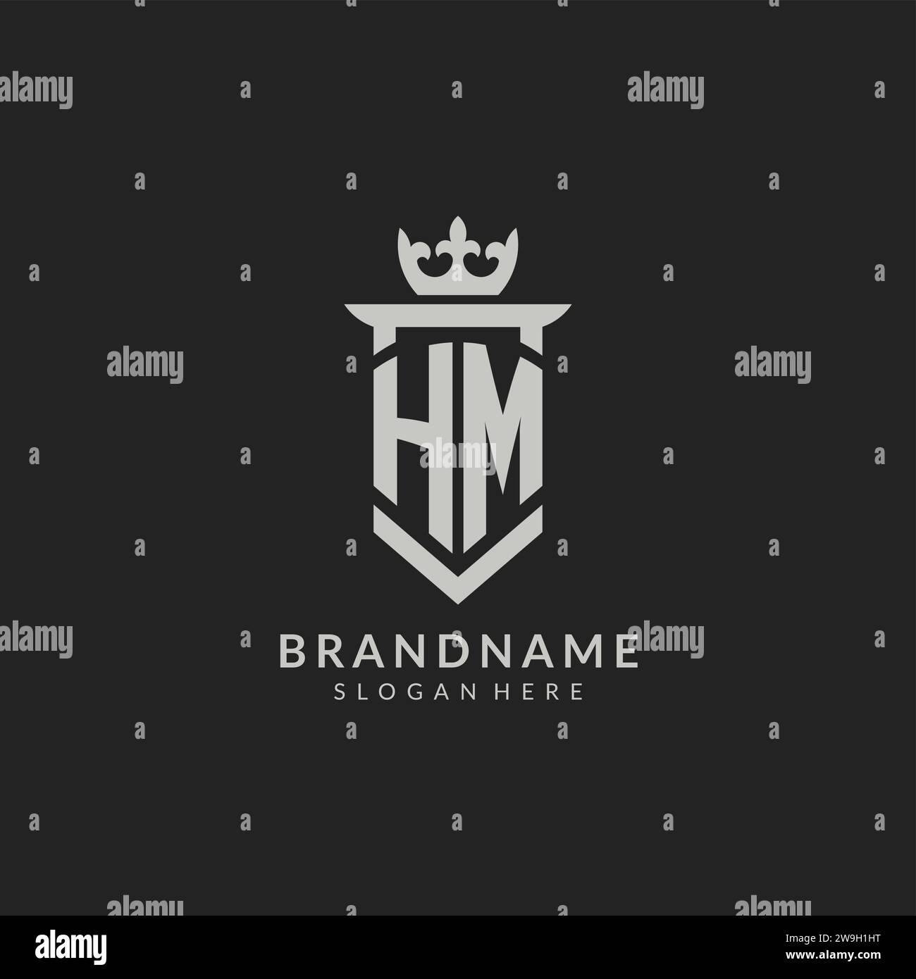 Initial HM shield and crown logo style vector graphic Stock Vector ...