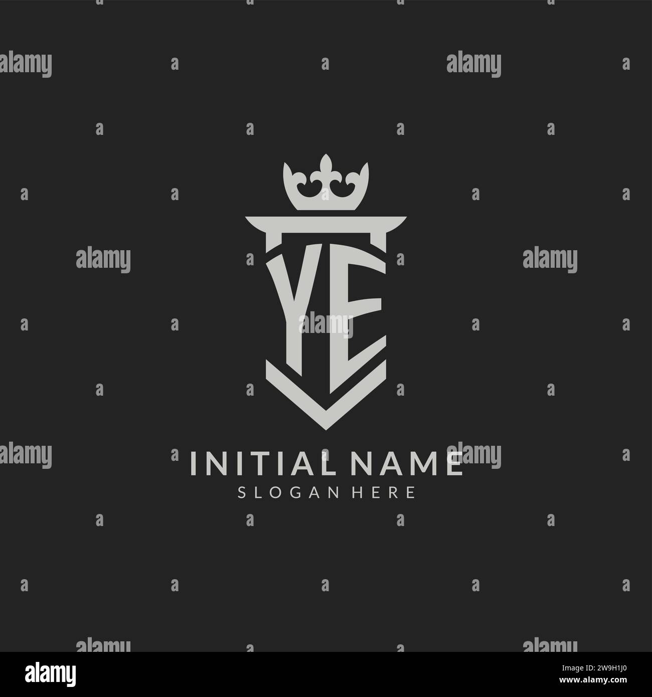 Initial YE shield and crown logo style vector graphic Stock Vector ...