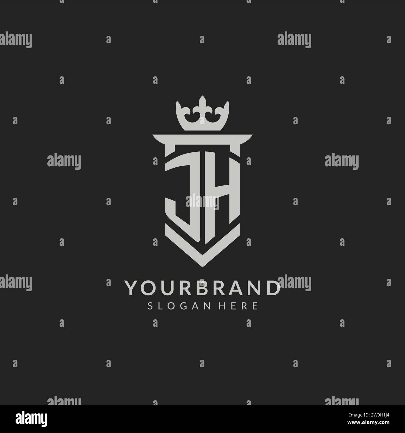 Initial JH shield and crown logo style vector graphic Stock Vector ...