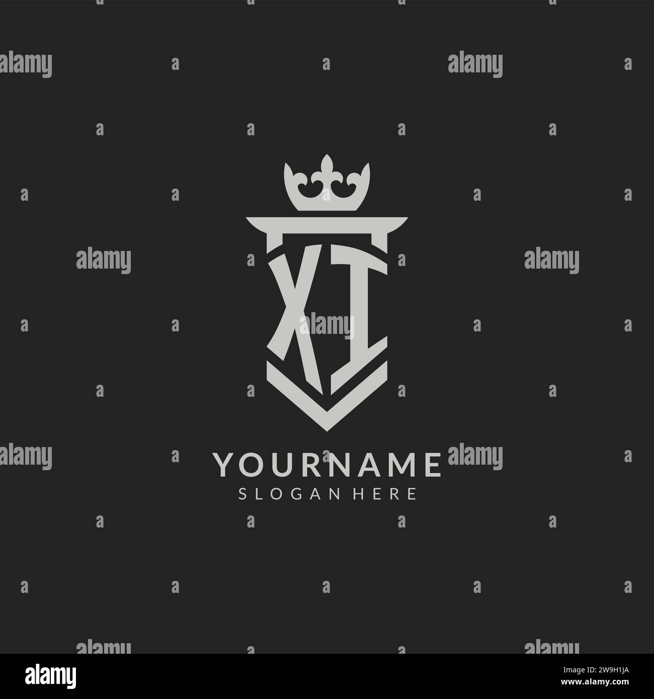 Initial XI shield and crown logo style vector graphic Stock Vector ...