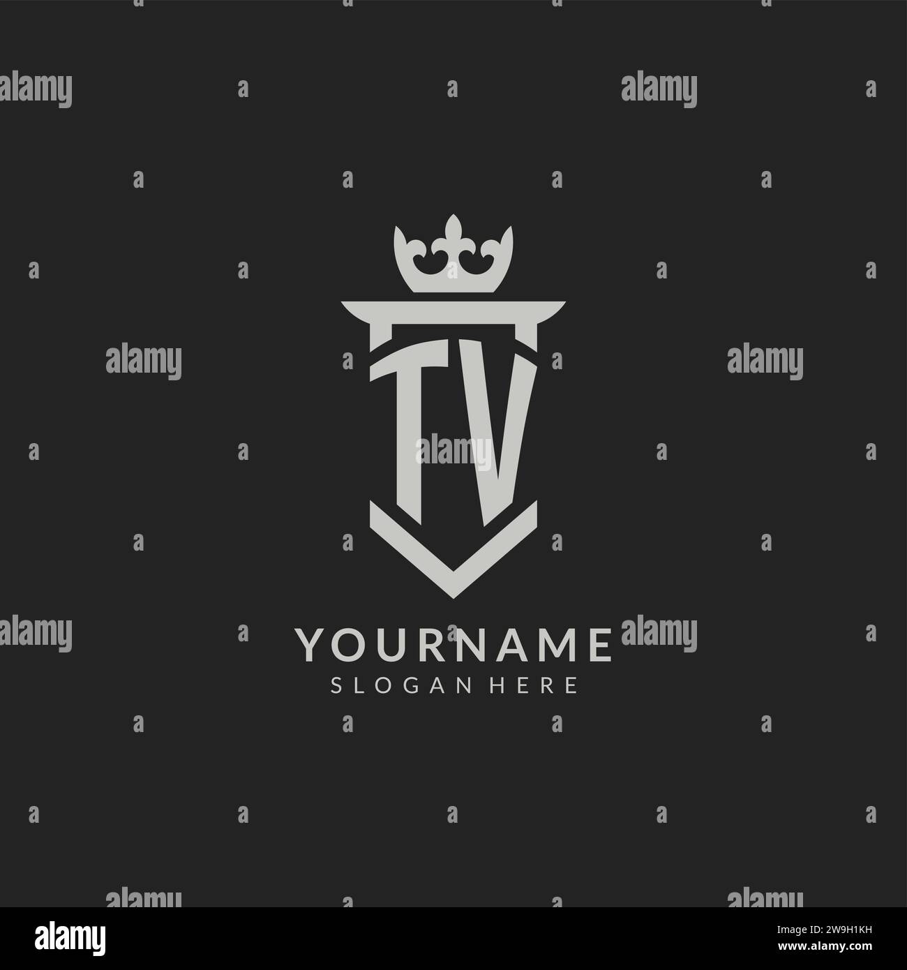 Initial TV shield and crown logo style vector graphic Stock Vector ...
