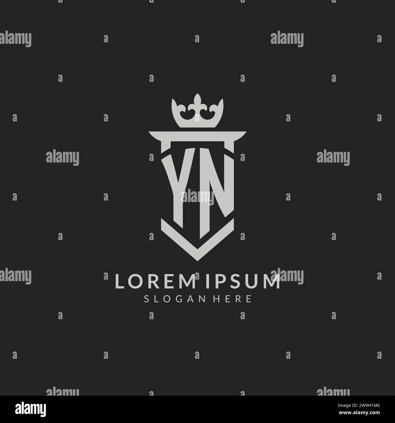 Initial YN shield and crown logo style vector graphic Stock Vector ...