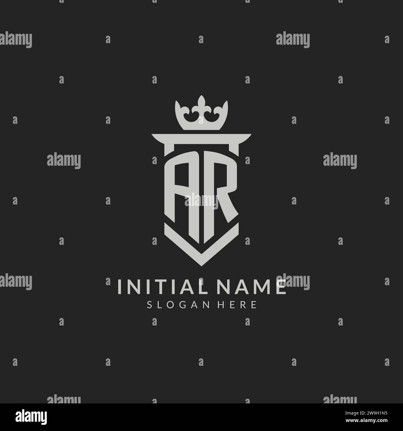 Initial AR shield and crown logo style vector graphic Stock Vector ...