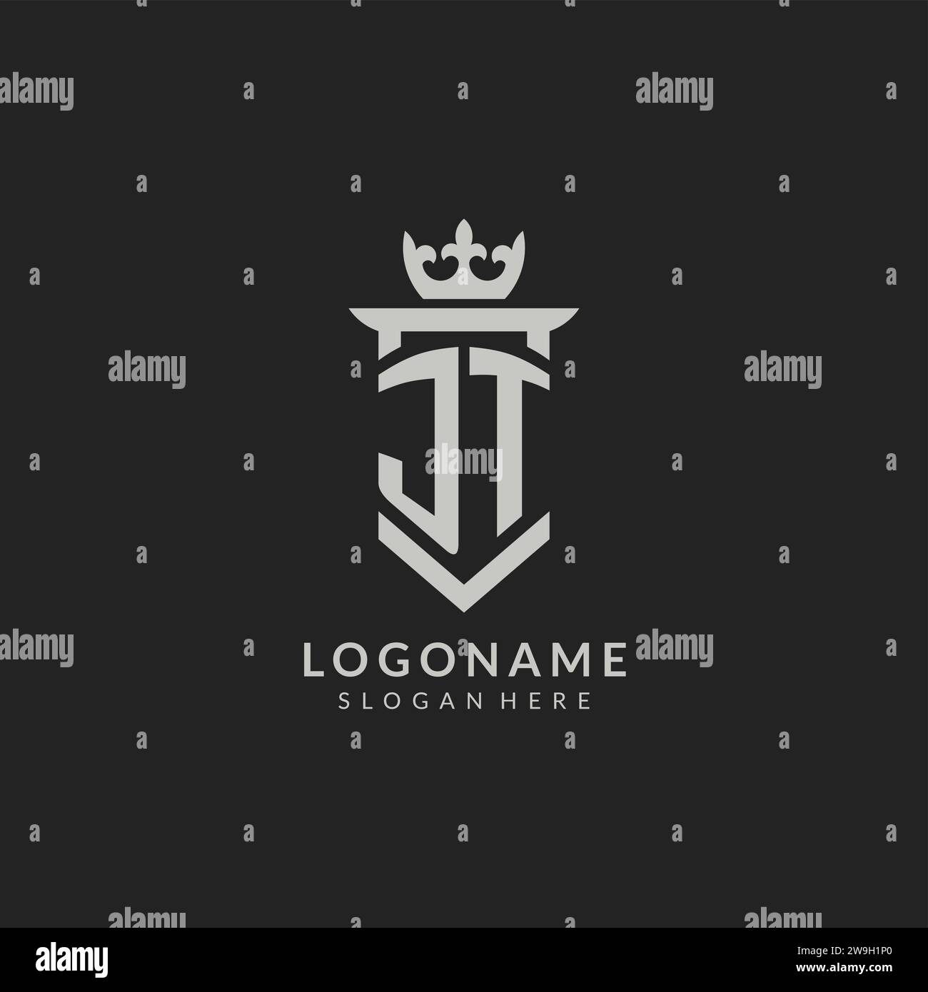 Initial JT shield and crown logo style vector graphic Stock Vector Image & Art - Alamy