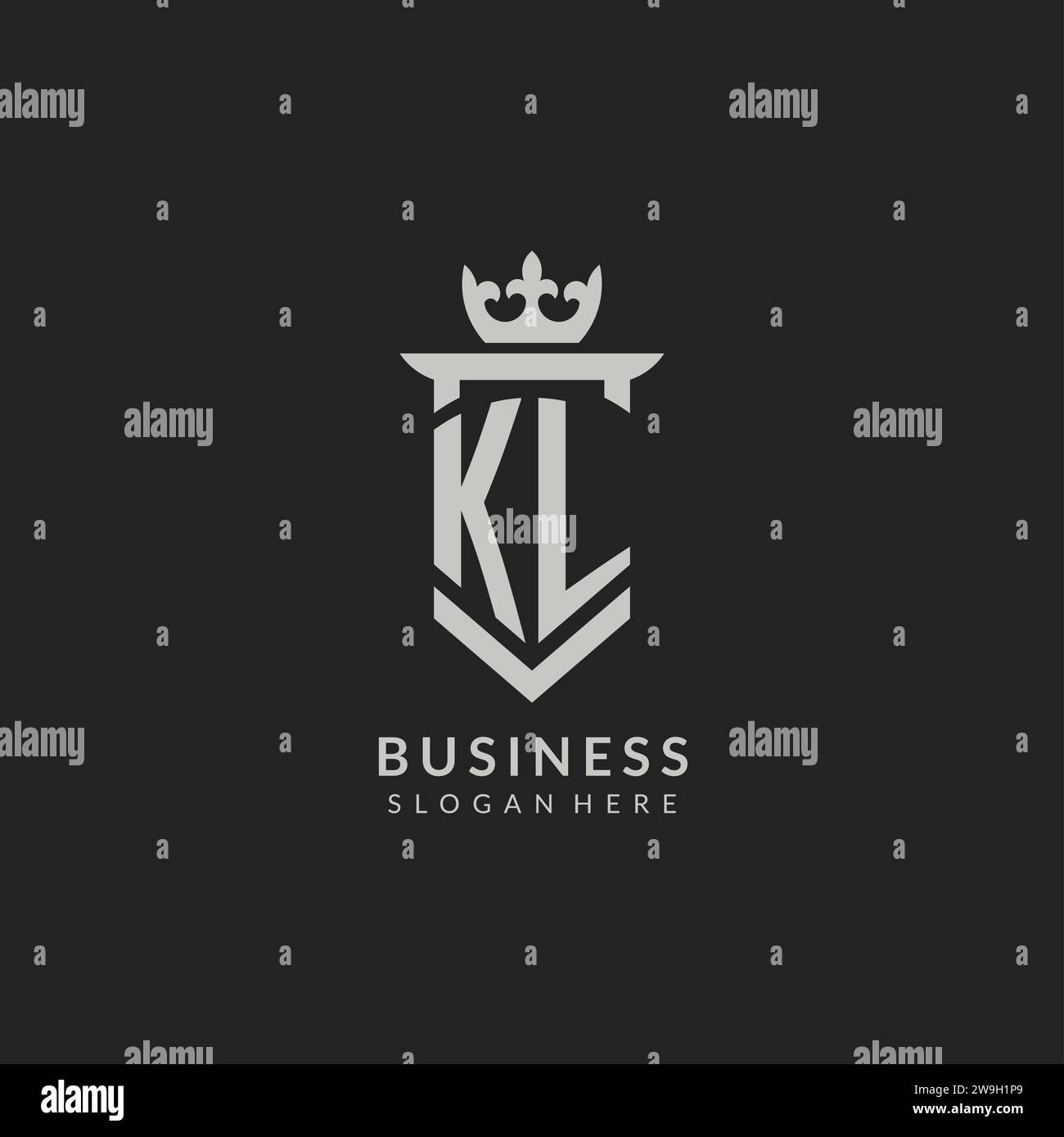 Initial KL shield and crown logo style vector graphic Stock Vector ...