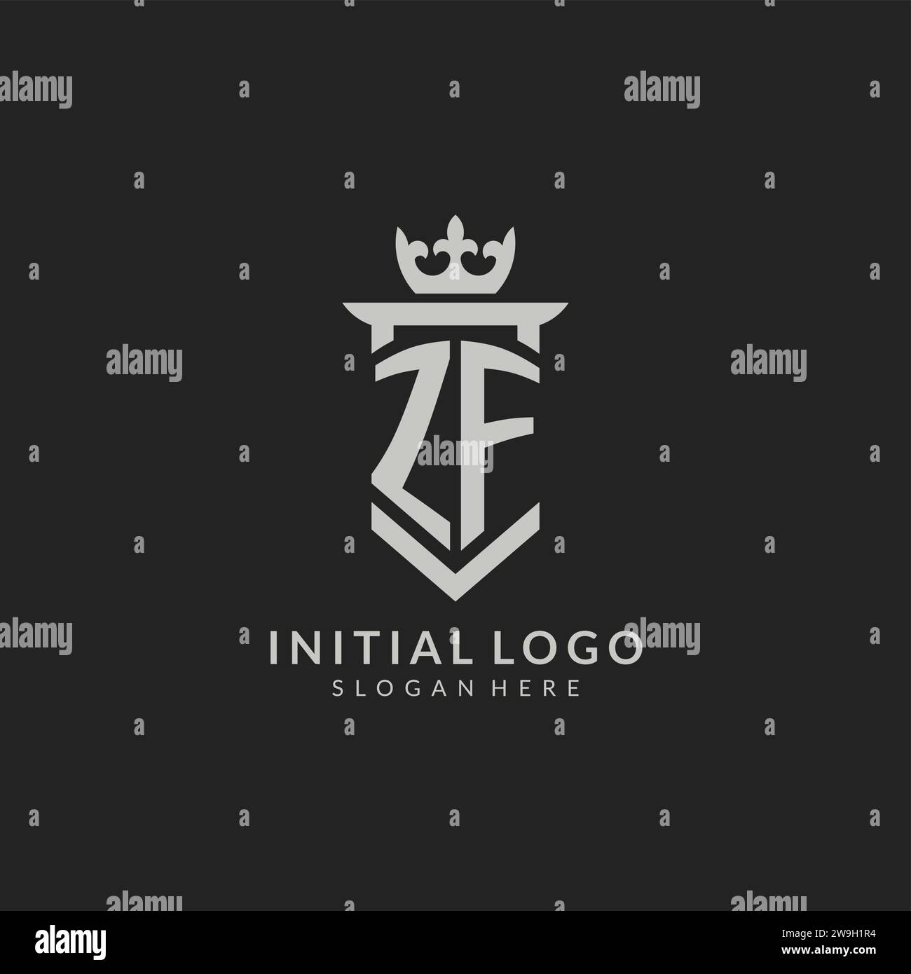 Initial ZF shield and crown logo style vector graphic Stock Vector ...