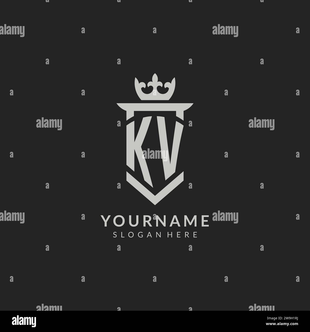 Initial KV shield and crown logo style vector graphic Stock Vector ...