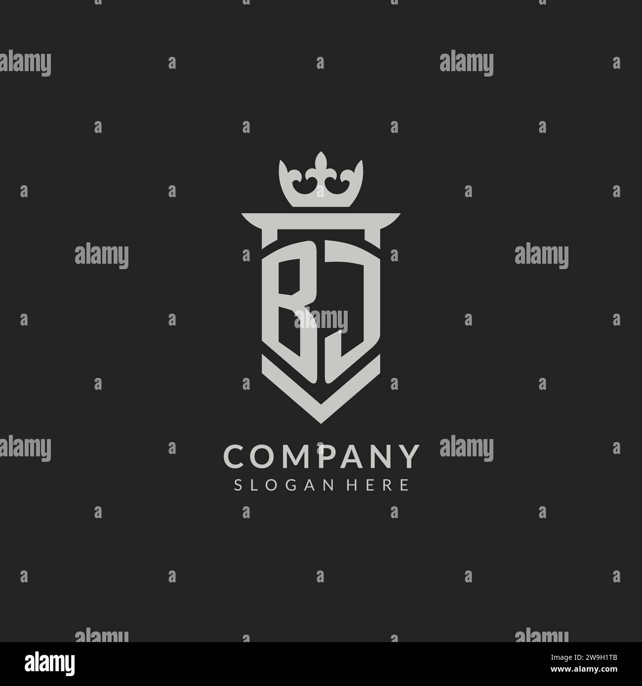 Initial BJ shield and crown logo style vector graphic Stock Vector ...