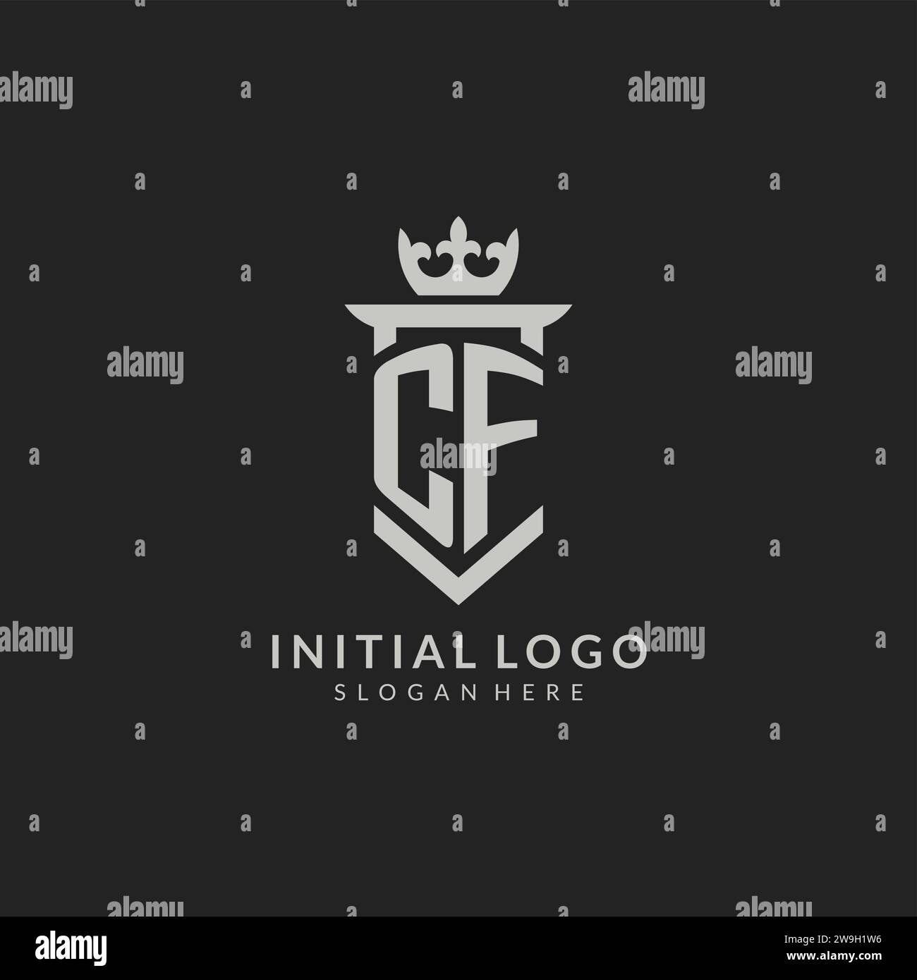 Initial CF shield and crown logo style vector graphic Stock Vector ...