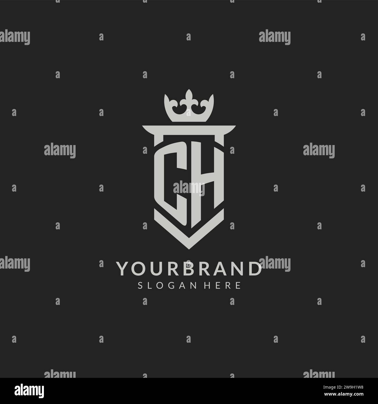Initial CH shield and crown logo style vector graphic Stock Vector ...