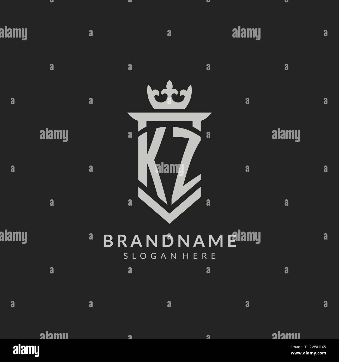 Initial KZ shield and crown logo style vector graphic Stock Vector Image & Art - Alamy